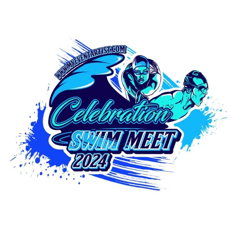 SWIM EVENT CELEBRATION SWIM MEET LOGO DESIGN FOR PRINT - My Event Artist